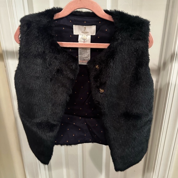 Jacadi | Jackets & Coats | Jacadi Black And Pink Faux Fur Vest For ...